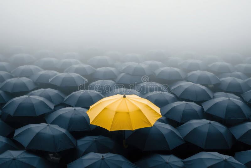Unique Umbrella Stands Out. Distinctiveness Concept Stock Illustration ...