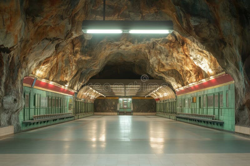 Unique Underground Subway Station Featuring Natural Rock Formations and ...