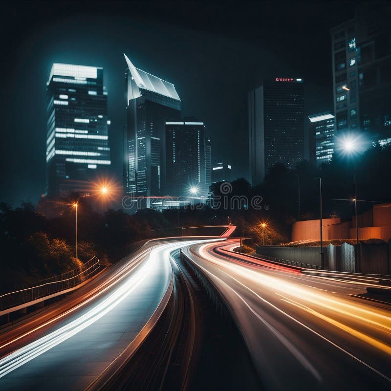 Urban Light Speed Ray Illustration Background at Night Stock ...