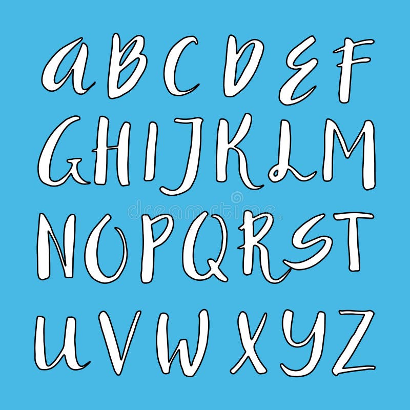 Letters of Alphabet Written with Pen and Ink. Unique Vector ...