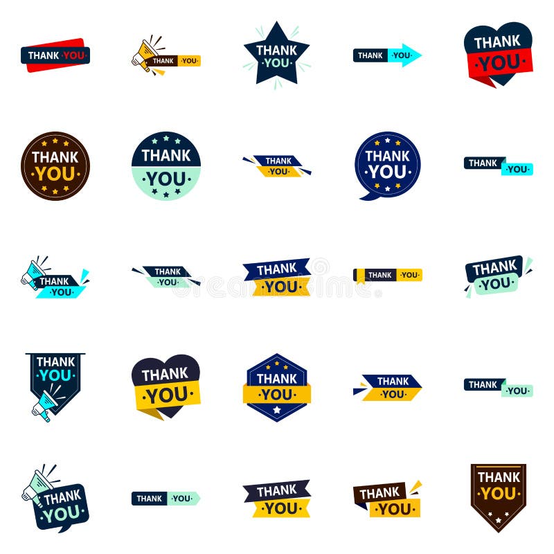 25 Unique Vector Elements for Personalized Thank You Messages Stock ...