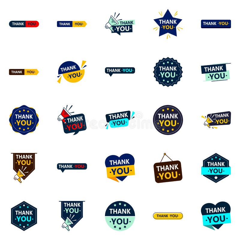 25 Unique Vector Elements for Personalized Thank You Messages Stock ...
