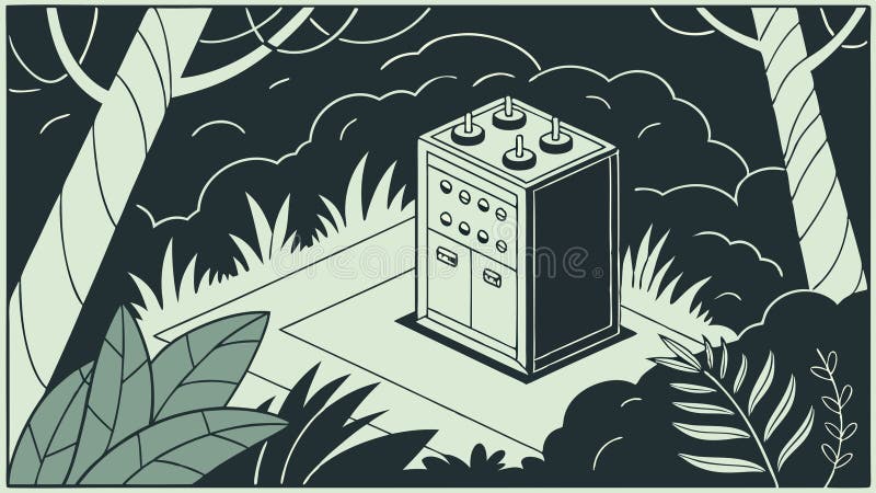 Industrial Block Building in Forest, Flat Vector Scene, Vector Design ...