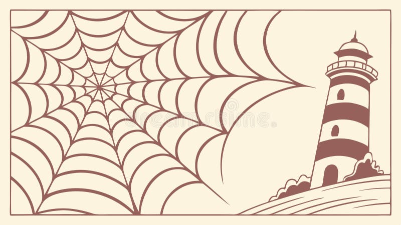Spider Web Lighthouse: Contrasting Coastal Elements Vector, Vector ...