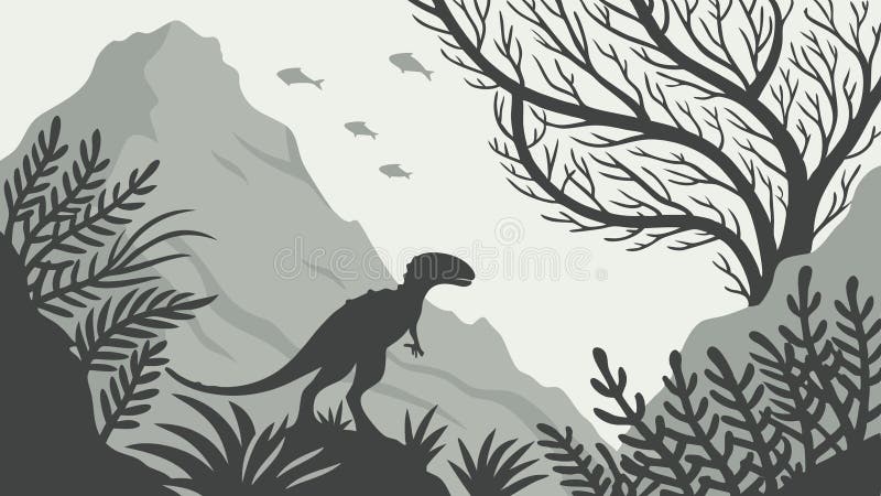 Dinosaur in Winter Forest Vector Art, Vector Design Generative AI Stock ...