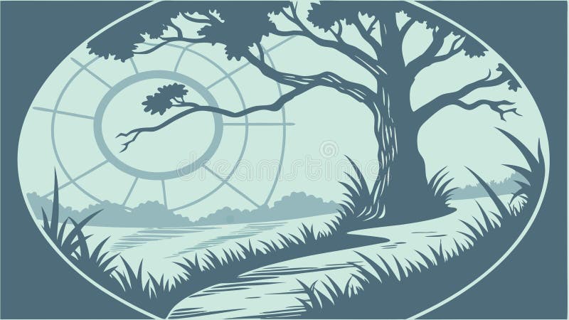 World Map Overlay on a Nature Scene with a Prominent Tree, Vector ...
