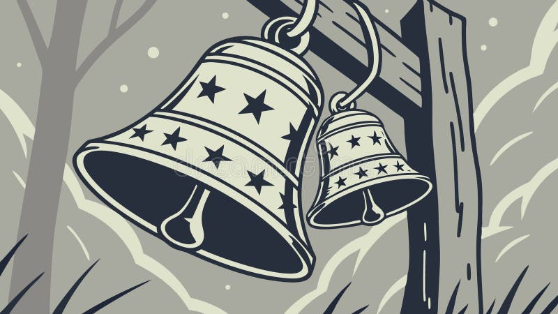 StarPatterned Telescope and Bell, Cosmic Observation, Vector Design ...