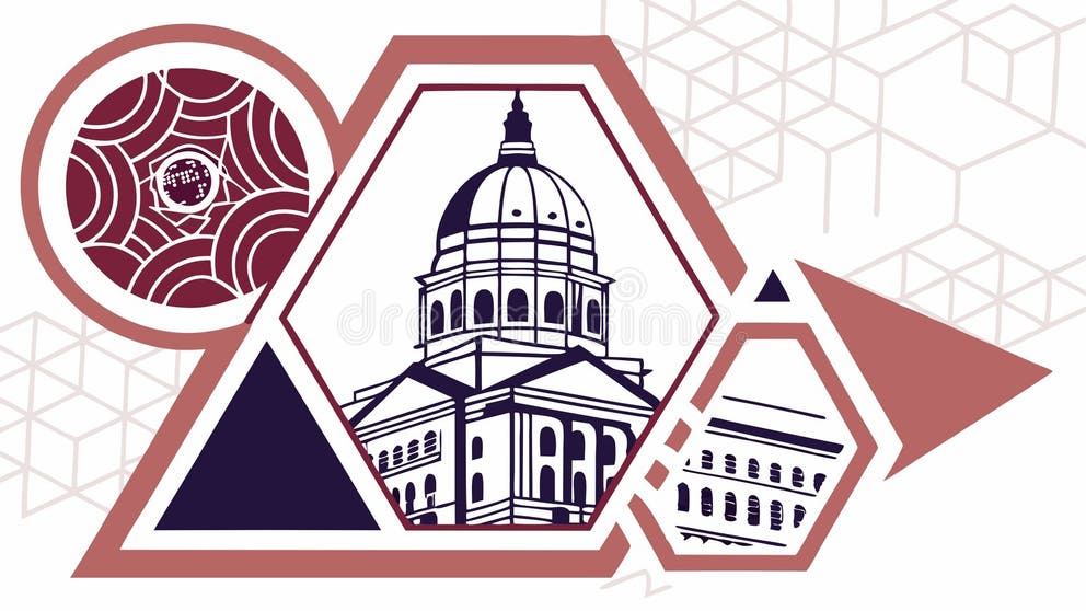 US Capitol Building Vector Art in Geometric Abstract Design, Vector ...