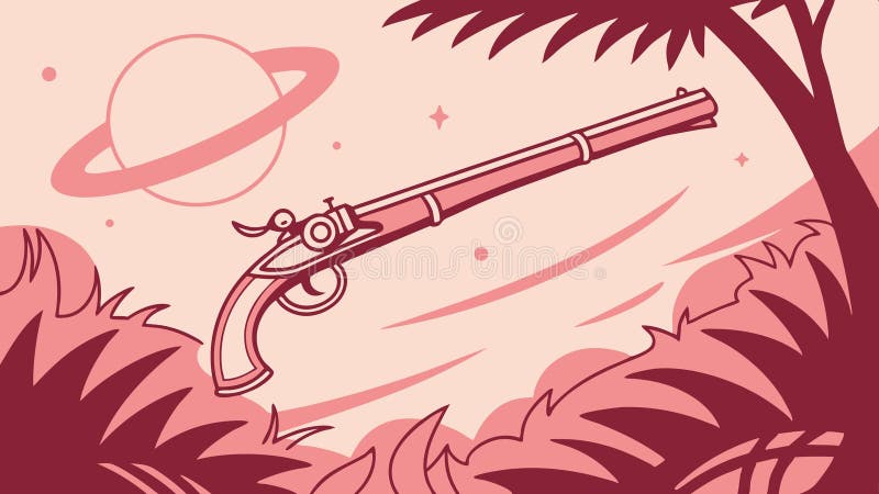 Musket in Alien Landscape, Futuristic Historical Weapon Vector. Vector ...