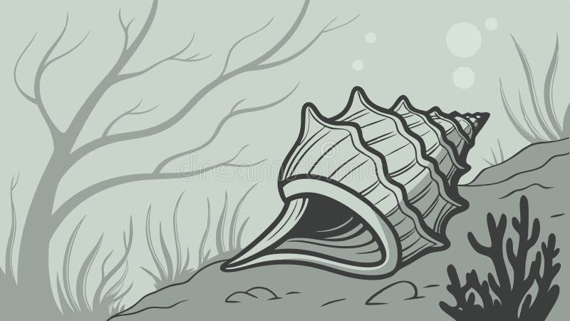 Conch Shell in Abstract Forest Landscape, Vector Design Generative AI ...