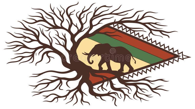 Twisted Tree Trunk with Elephant Motif, Nature S Strength, Vector ...