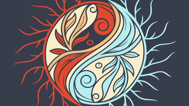 Yin Yang with Natural Elements, Balance and Harmony, Vector Design Generative AI Stock ...