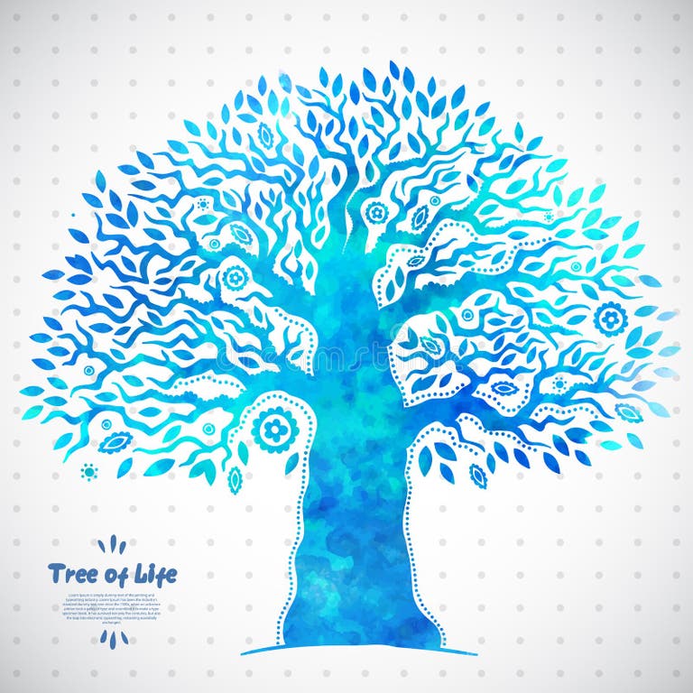 Unique Vector Watercolor Ethnic Tree of Life Stock Vector ...