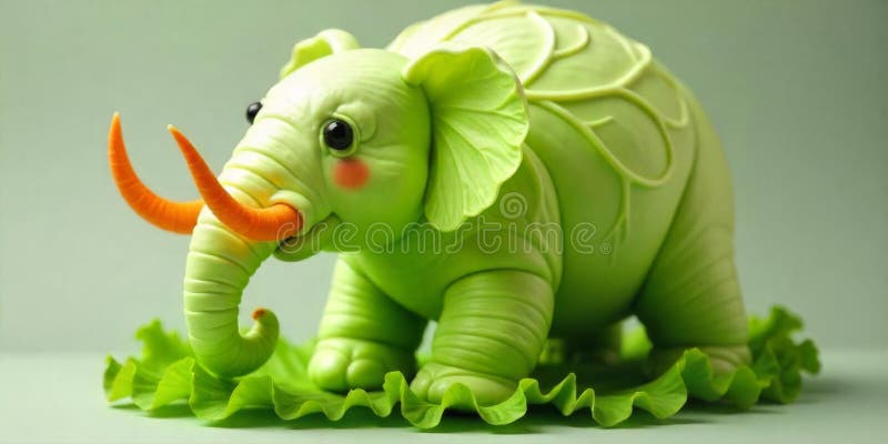Unique Vegetable Sculpture of an Elephant Made from Green Cabbage and ...