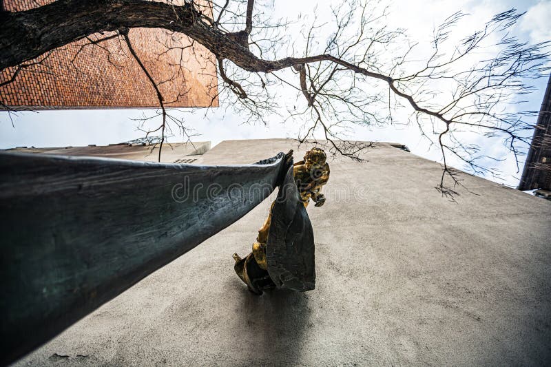 Artistic Sculpture: Upward View of a Statue in Budapest Stock Photo ...