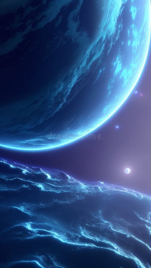 A Unique View of a Planet with a Blue Glow in the Sky AI Generative ...