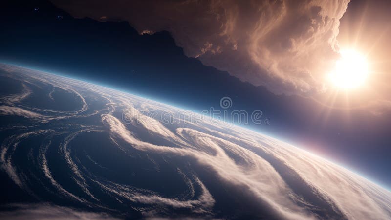 A Unique View of a Planet with a Sun and Clouds AI Generative Stock ...