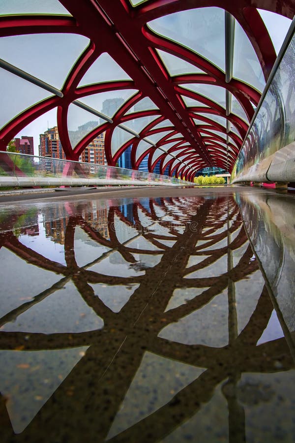 Interior Peace Bridge Puddle Reflections Editorial Stock Image - Image ...
