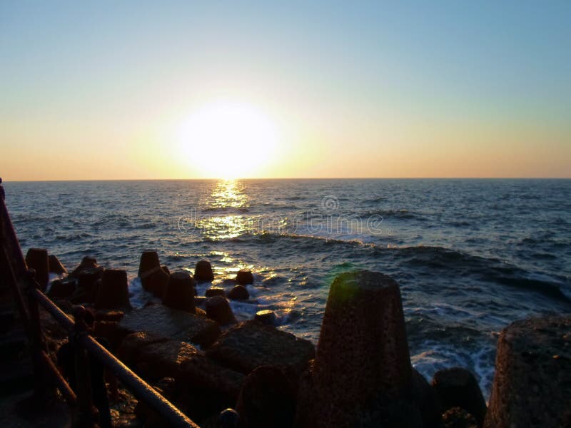 A Unique View for the Sunset Over the Alexandria Coast in Egypt Stock ...