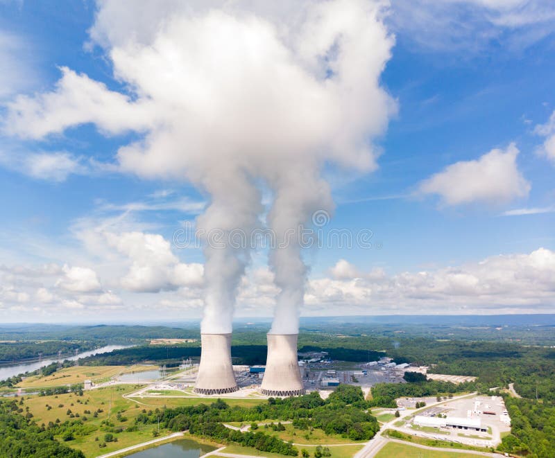 Nuclear Cooling Towers Turn Steam into Clouds Stock Photo - Image of ...