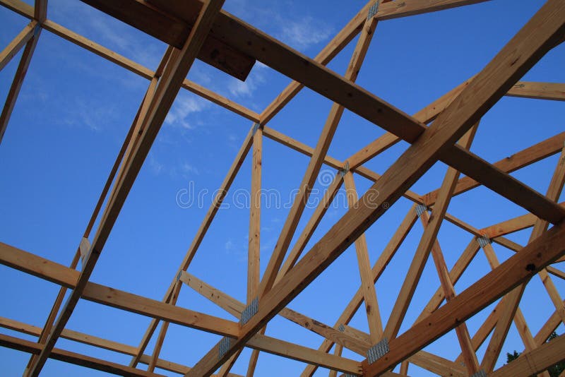 Wood Trusses stock photo. Image of trusses, building, construction ...