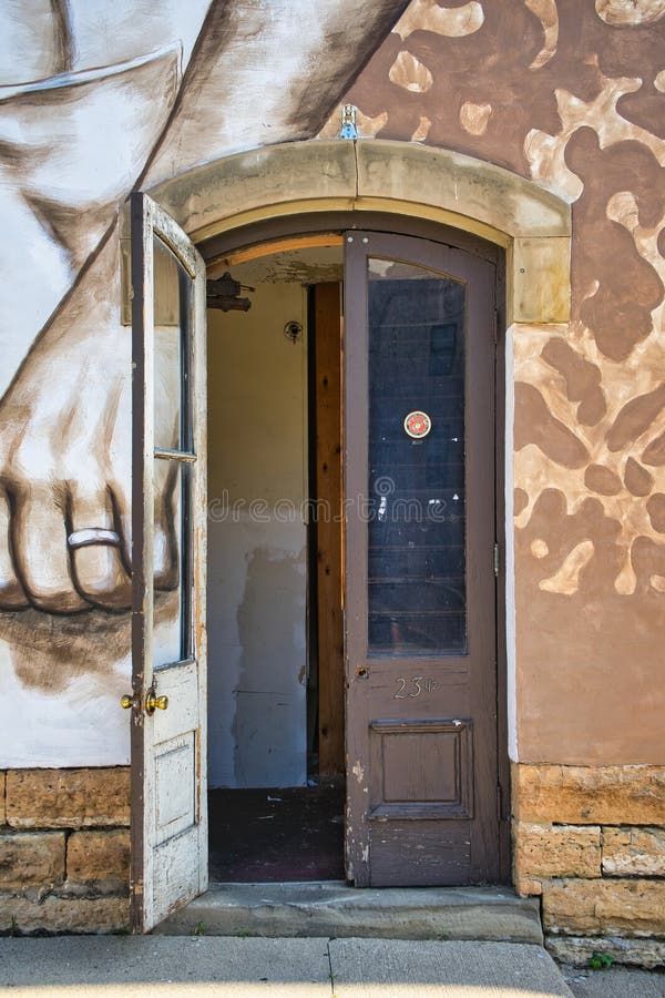 Unique Open Door on Old Building Stock Photo - Image of wooden ...