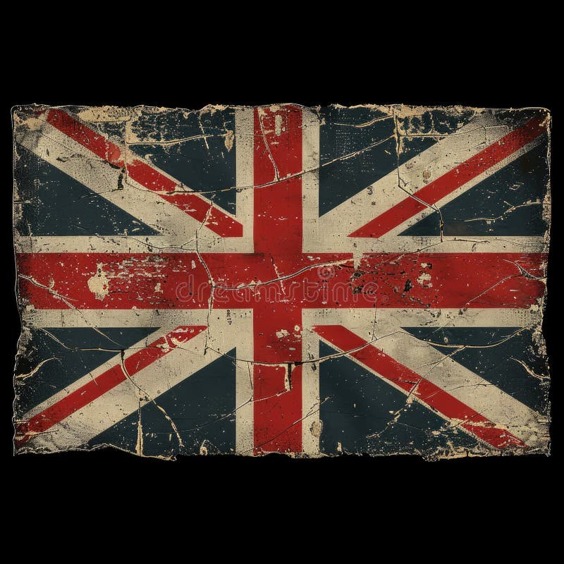 Unique Vintage Design Element Featuring Great Britain Flag with Rustic ...