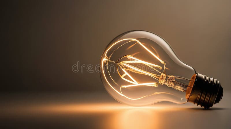 Unique Vintage Light Bulb Glowing Softly on a Simple Background Stock ...