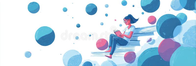 Student Floats in Virtual Classroom Filled with Knowledge Orbs while ...