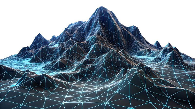 Mountain Landscape Overlayed with a Digital Geometric Grid Png ...