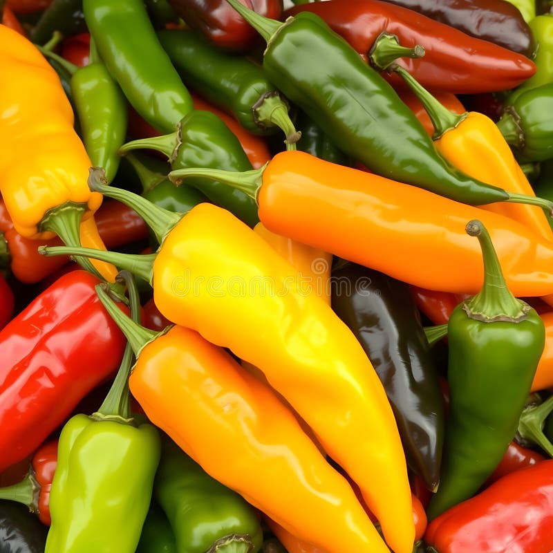 A Collection of Chili Peppers in Various Sizes and Colors Stock ...