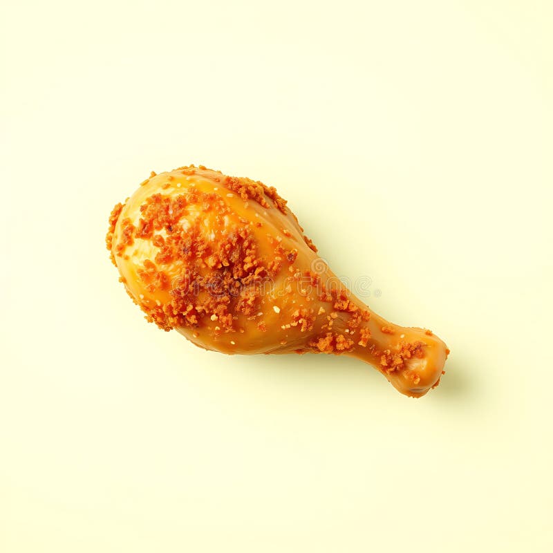 A Crispy Chicken Drumstick with a Golden Crust on a Pastel Pistachio ...
