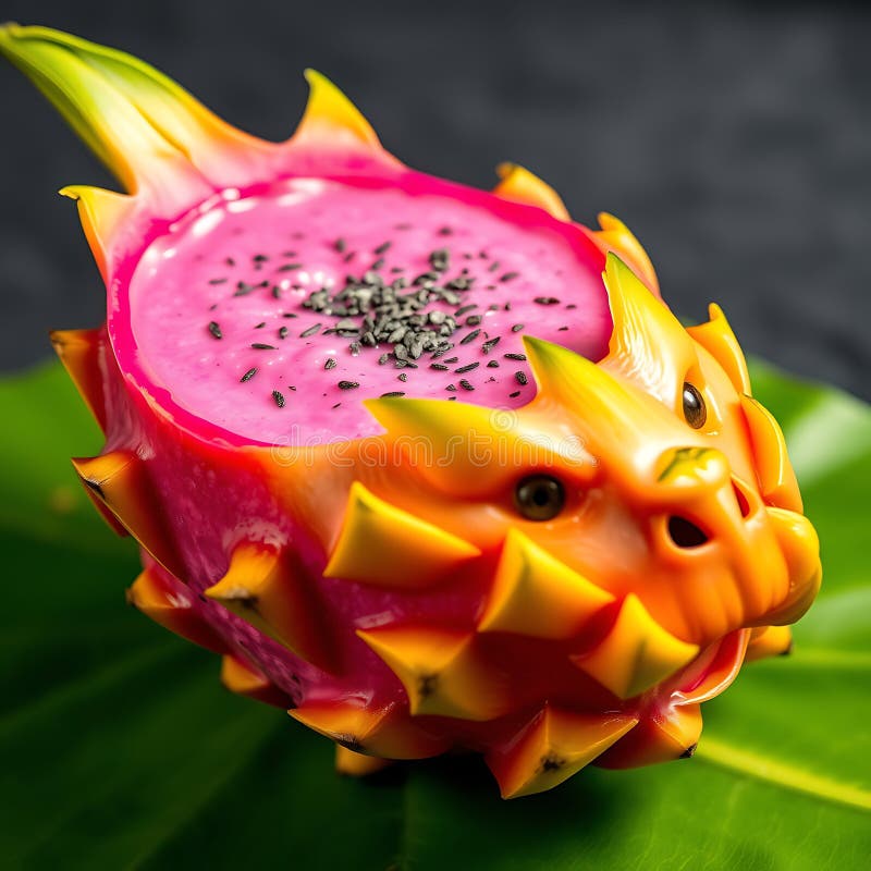 A Dragon Fruit Smoothie Served in a Carved Out Dragon Fruit Shell Stock ...
