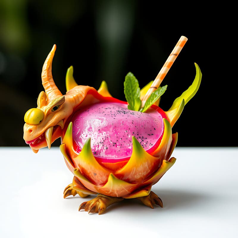 A Dragon Fruit Smoothie Served in a Carved Out Dragon Fruit Shell Stock ...