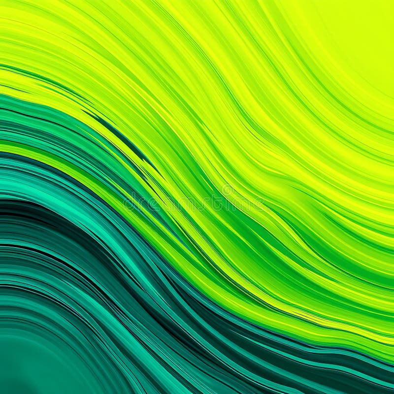 A Dynamic, Wavy Stroke in Vibrant Teal and Lime Green Tones Stock ...