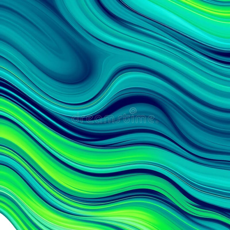 A Dynamic, Wavy Stroke in Vibrant Teal and Lime Green Tones Stock ...