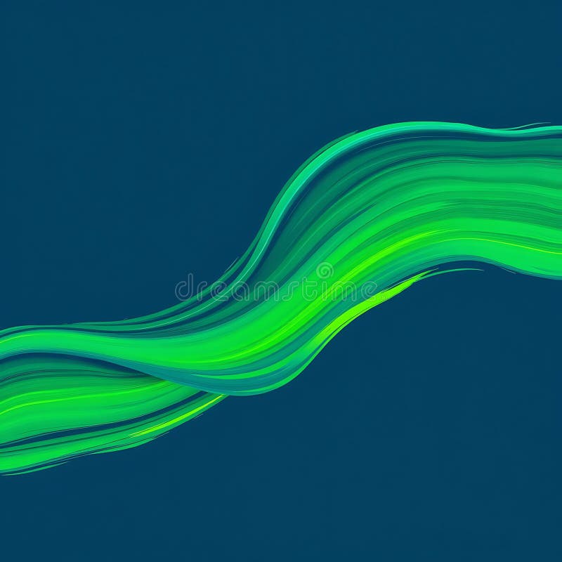 A Dynamic, Wavy Stroke in Vibrant Teal and Lime Green Tones Stock ...