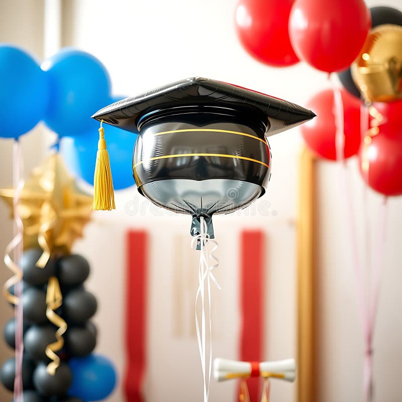 A Graduation Party with a Large Cap Shaped Balloon and Diploma ...