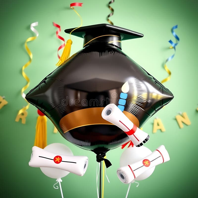A Graduation Party with a Large Cap Shaped Balloon and Diploma ...