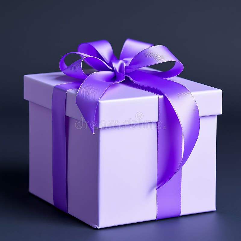 A Pastel Violet Gift Box with a Bow that Complements the Box Stock ...