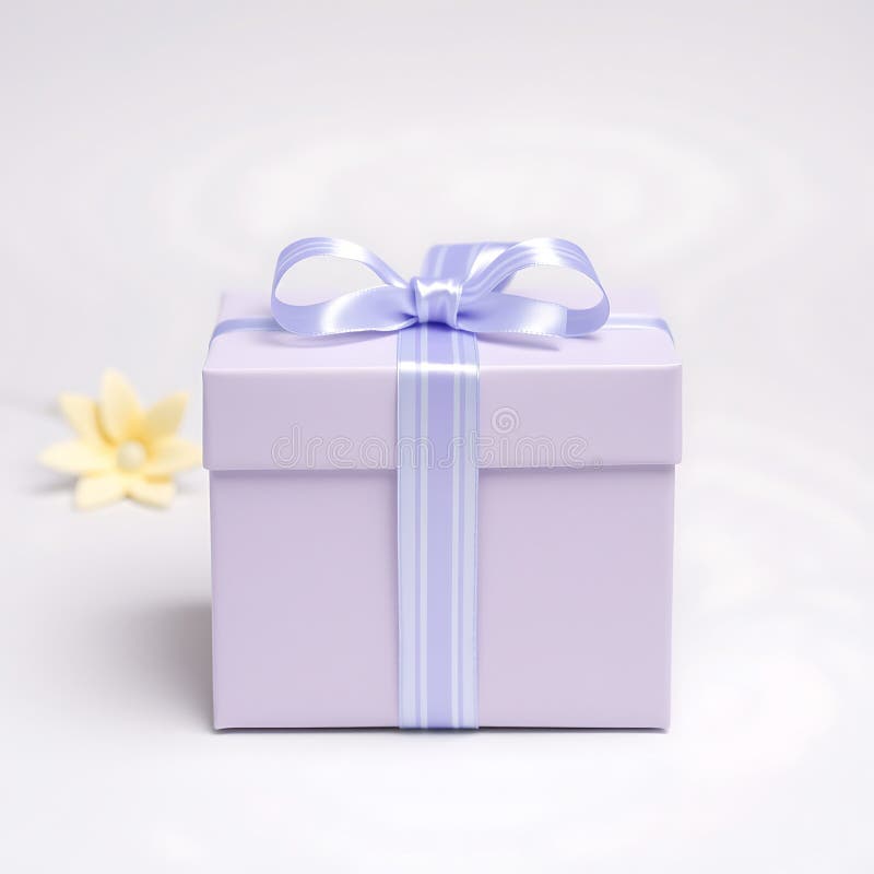 A Pastel Violet Gift Box with a Bow that Complements the Box Stock ...