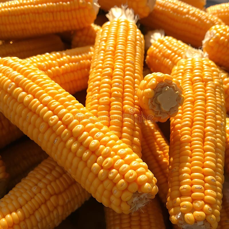 A Pile of Sweet Corn with Kernels Shining in the Sunlight Stock ...