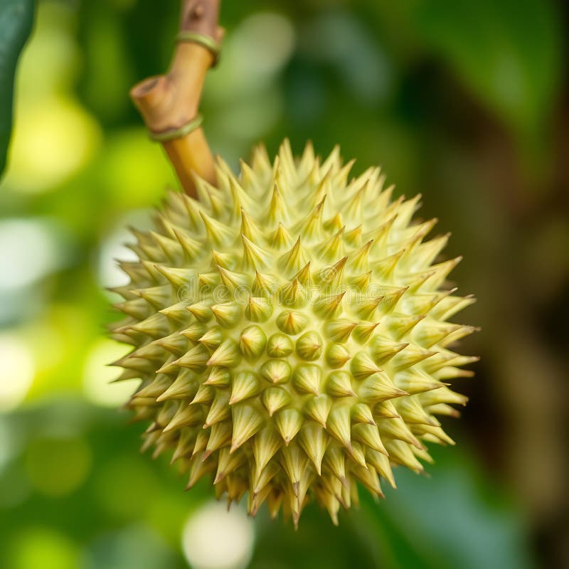 A Single Durian Fruit with Its Spiky Exterior in Focus Stock ...
