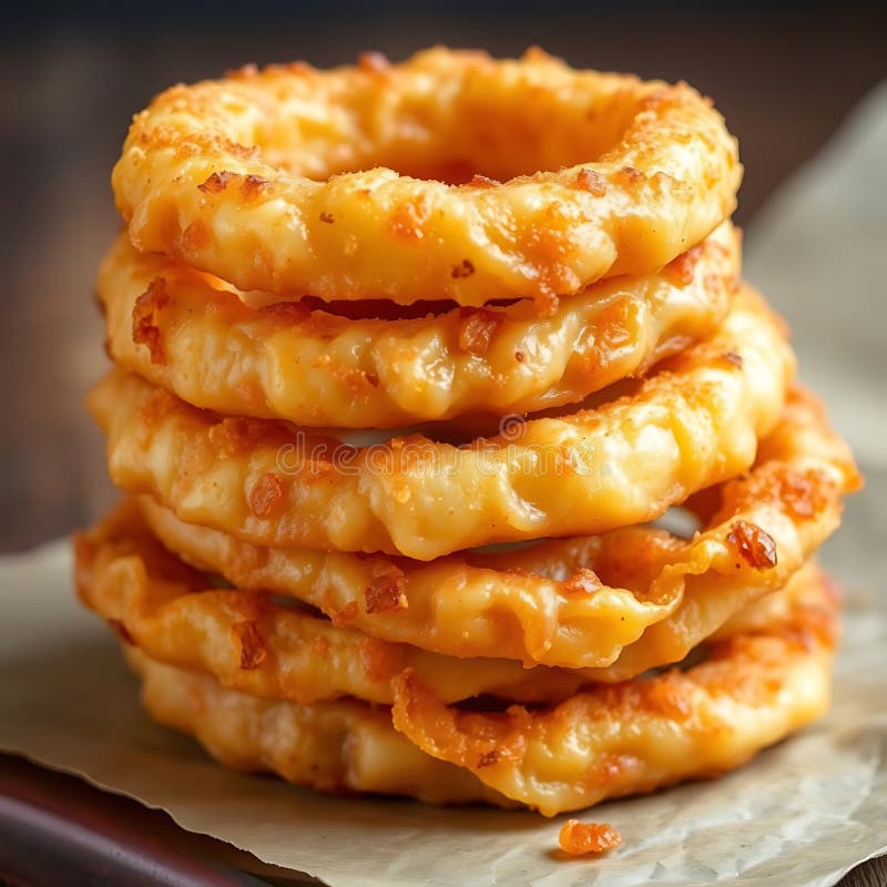 A Stack of Onion Rings with a Crispy Golden Exterior Stock Illustration ...