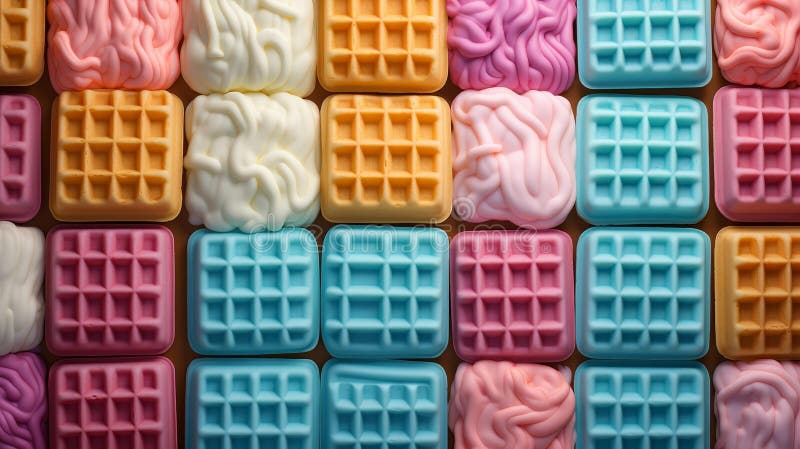 Unique Waffle Art with Vibrant Colors and Detailed Textures Stock ...