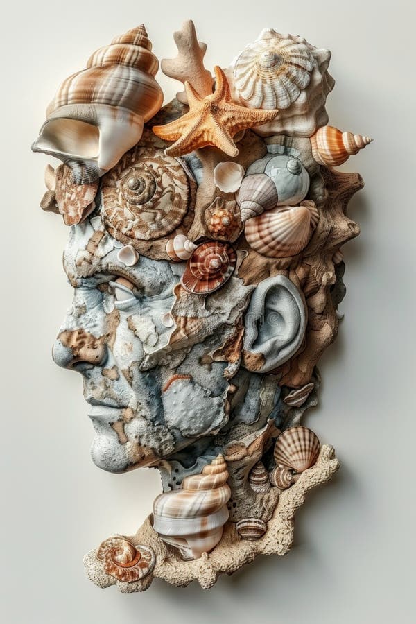 Unique Wall Art Sculpture Blending Human Features and Marine Elements ...
