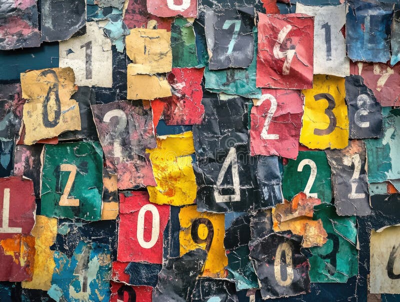 A Unique Wall Covered with Various Colored Numbers Stock Photo - Image ...