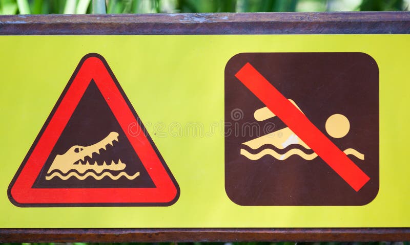 Unique Warning Sign for Crocodiles Stock Image - Image of injury ...