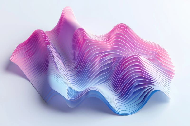 A Unique Wave Shaped Object with Pink and Blue Colors on a White ...