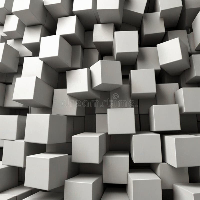 Unique White Cube Boxes Block Wallpaper with Copy Space Stock ...
